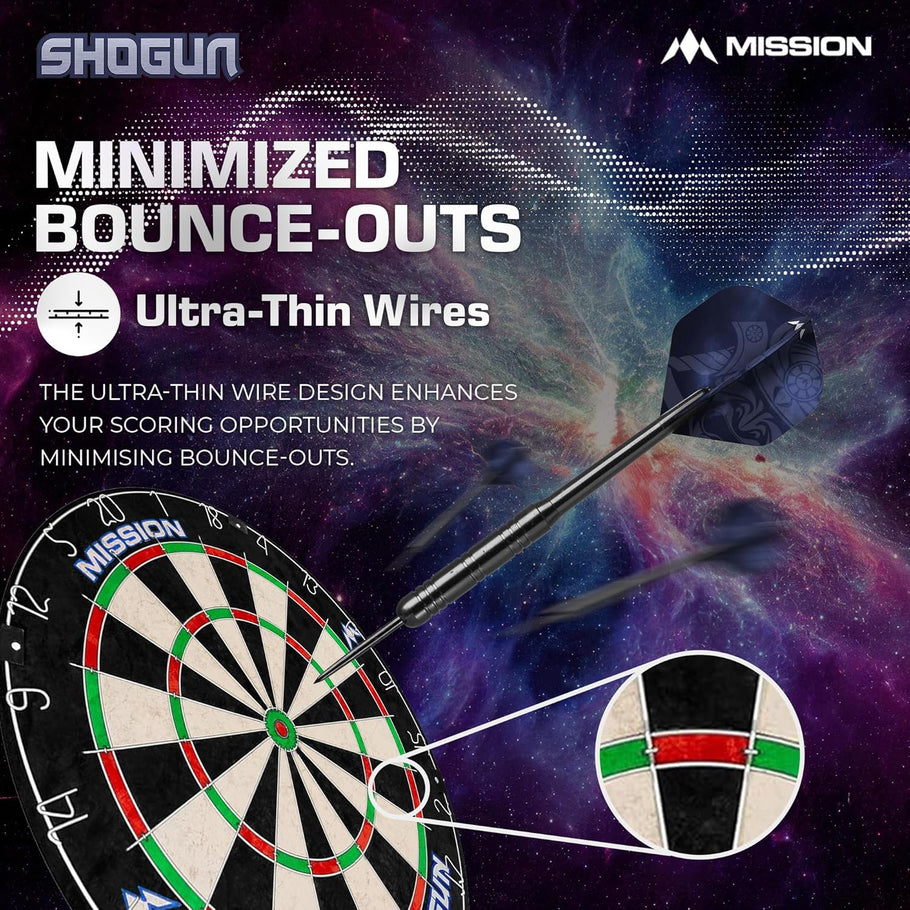 Mission Shogun Dartboard Set - Round Wire Dartboard with 2 sets of dar