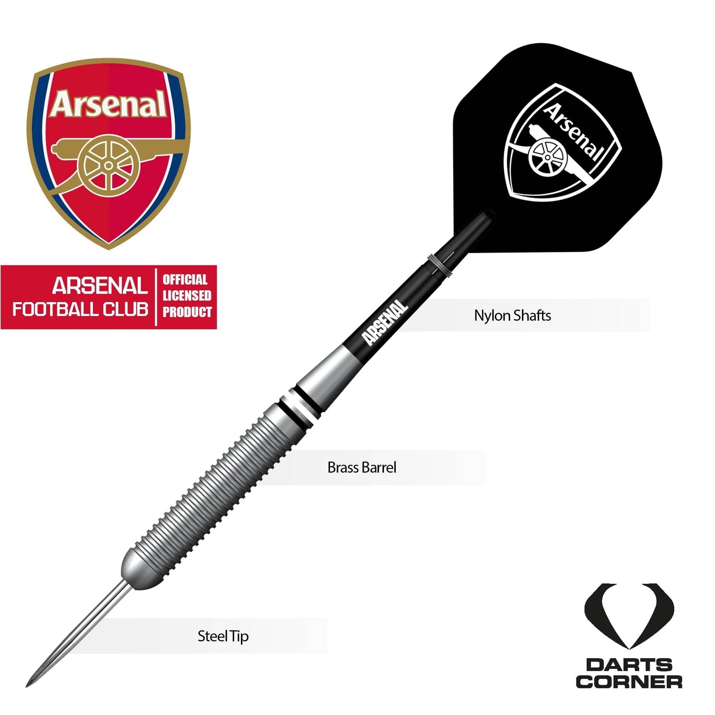 Arsenal FC Darts - Steel Tip Brass - Official Licensed - The Gunners