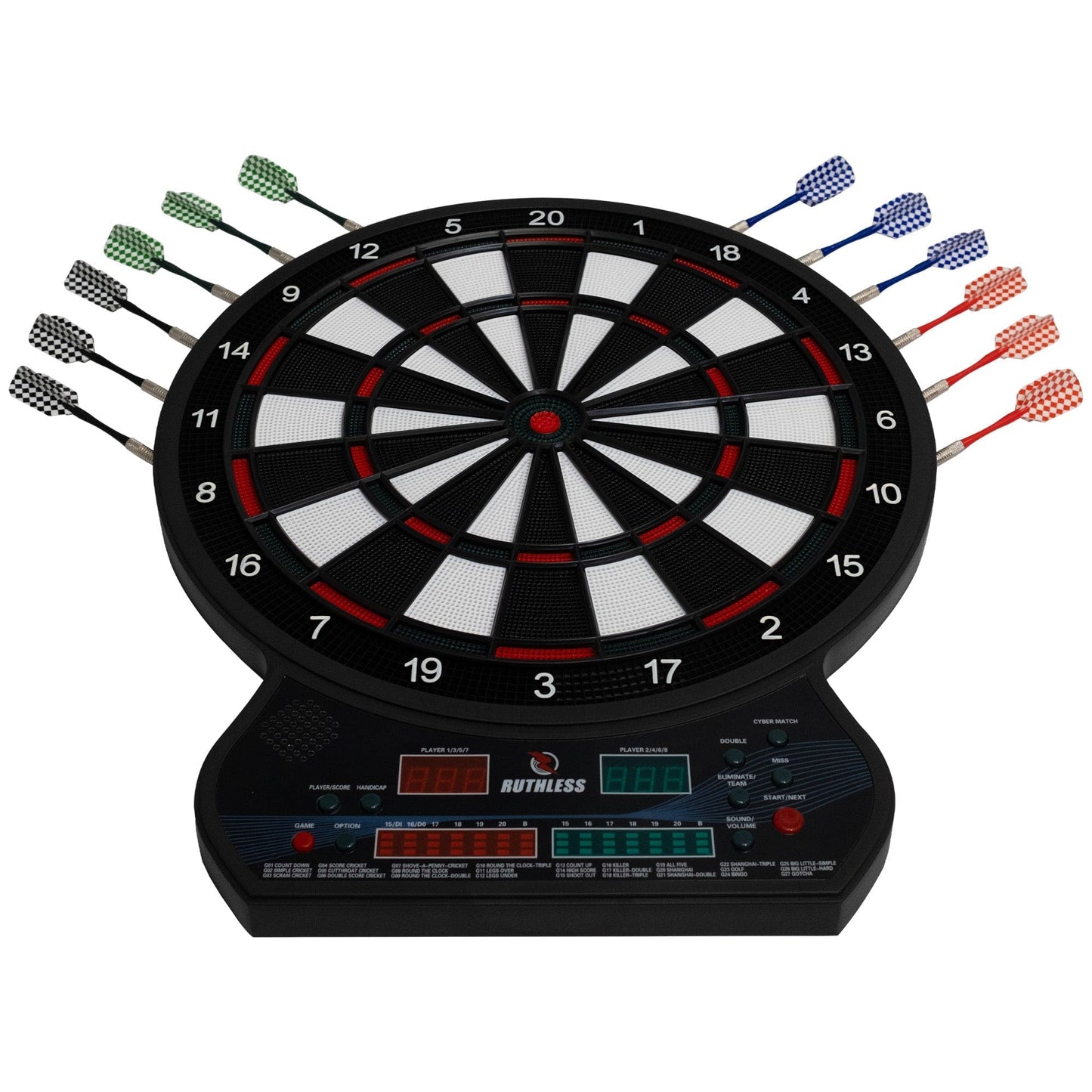 Ruthless R600 Electonic Dartboard - Soft Tip - inc 4 Sets of Darts - 8