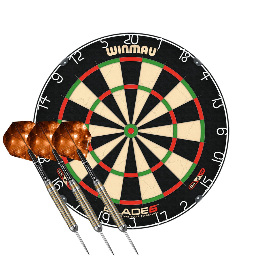 Winmau Blade 6 Dart Board with Darts Set - Professional - with Rota Lo