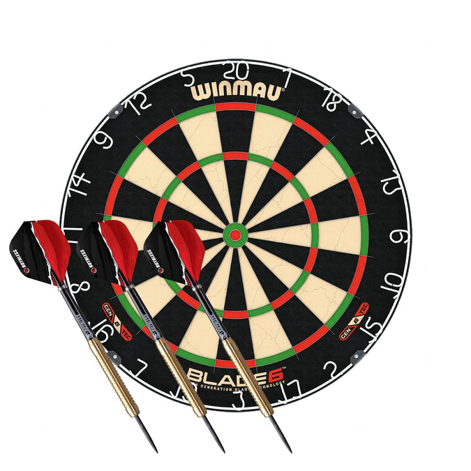 Winmau Blade 6 Dartboard with Darts Set - Professional - with Rota Loc