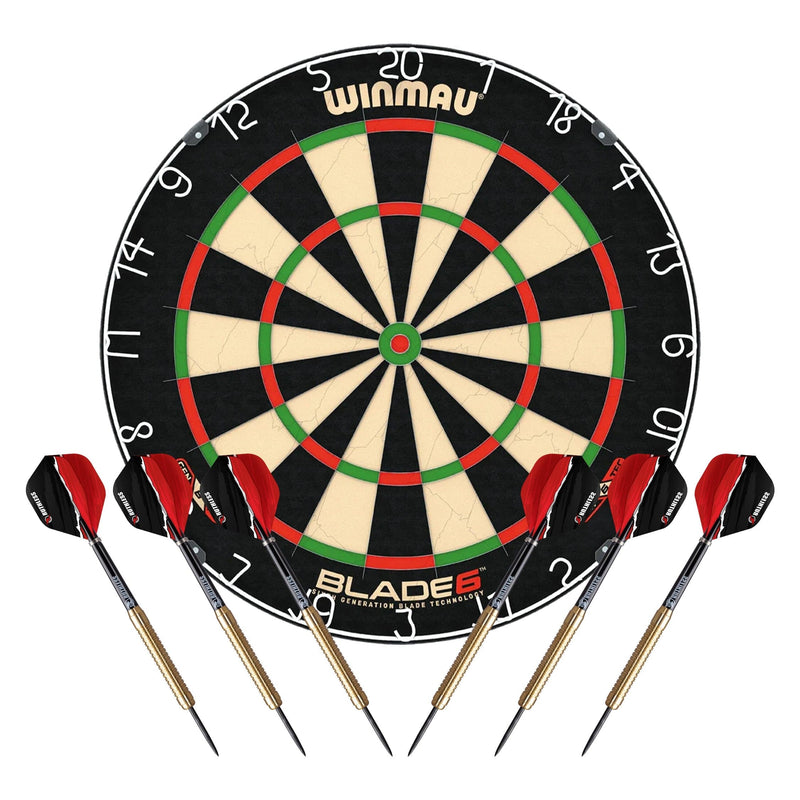 Winmau Blade 6 Dart Board with 2 Darts Sets - Professional - with Rota