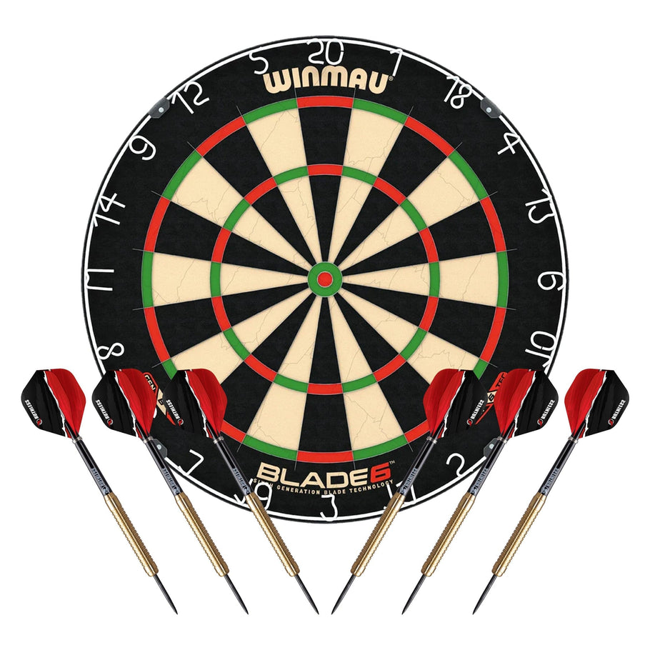 Winmau Blade 6 Dart Board with 2 Darts Sets - Professional - with Rota