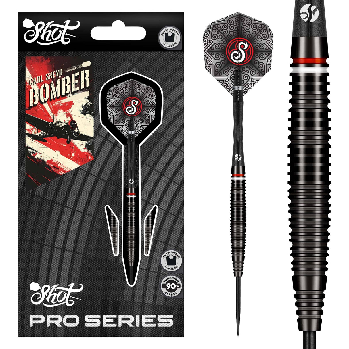 Shot Pro Series Darts - Steel Tip - 90% Tungsten - Carl Sneyd