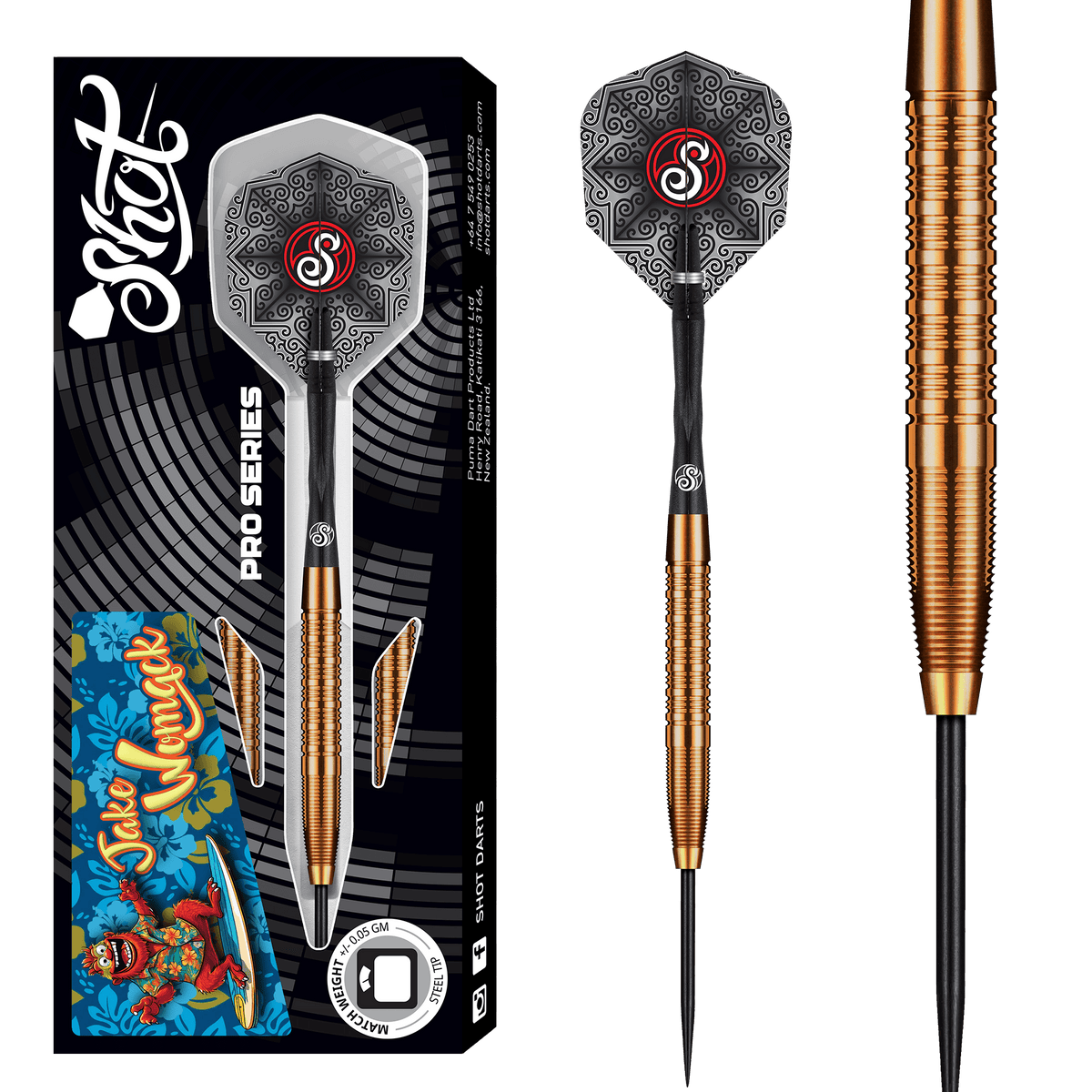 Shot Pro Series Darts - Steel Tip - 90% Tungsten - Jake Womack - 23g