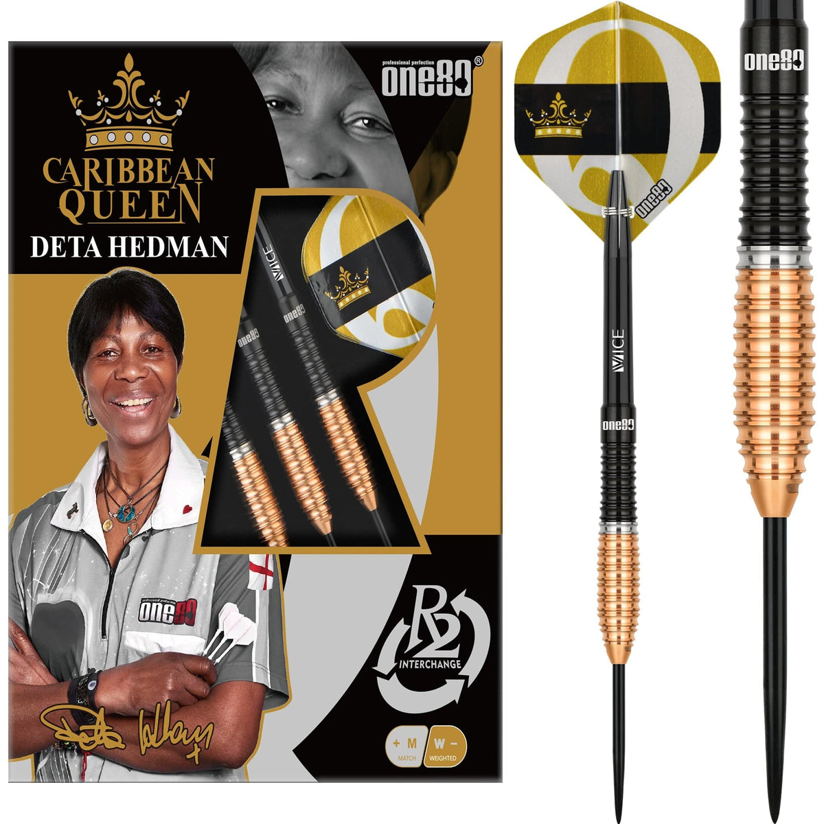 One80 Deta Hedman Darts - R2 Interchange - Steel Tip - 90% Tungsten