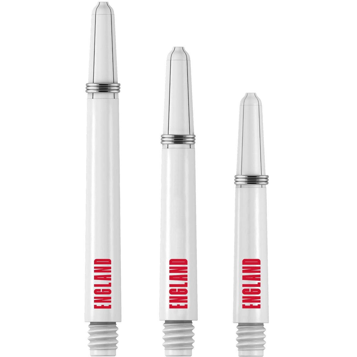 England Football Nylon Shafts - Dart Stems with Springs - White - Medi
