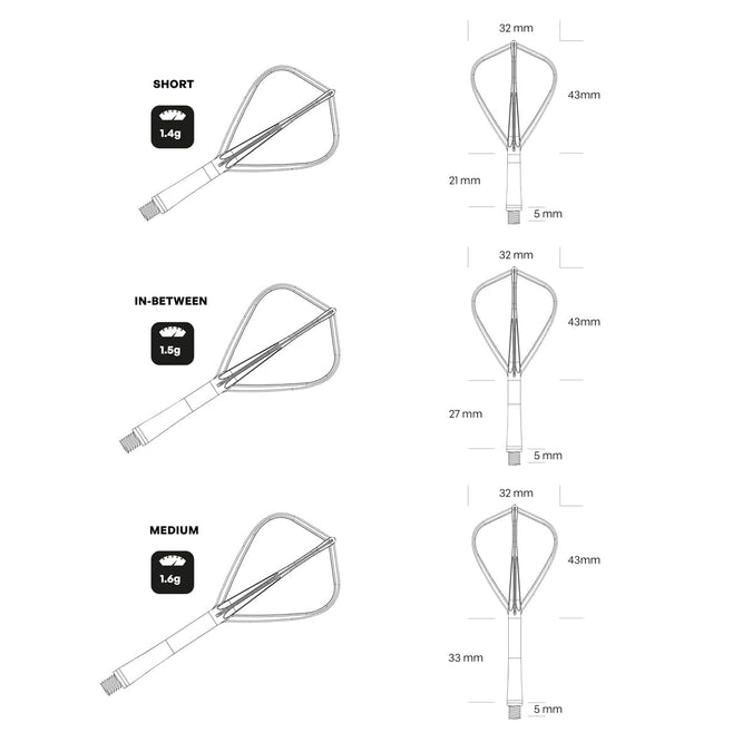 Shot Flight Deck - One Piece Dart Flight and Shaft System - Kite - Bla