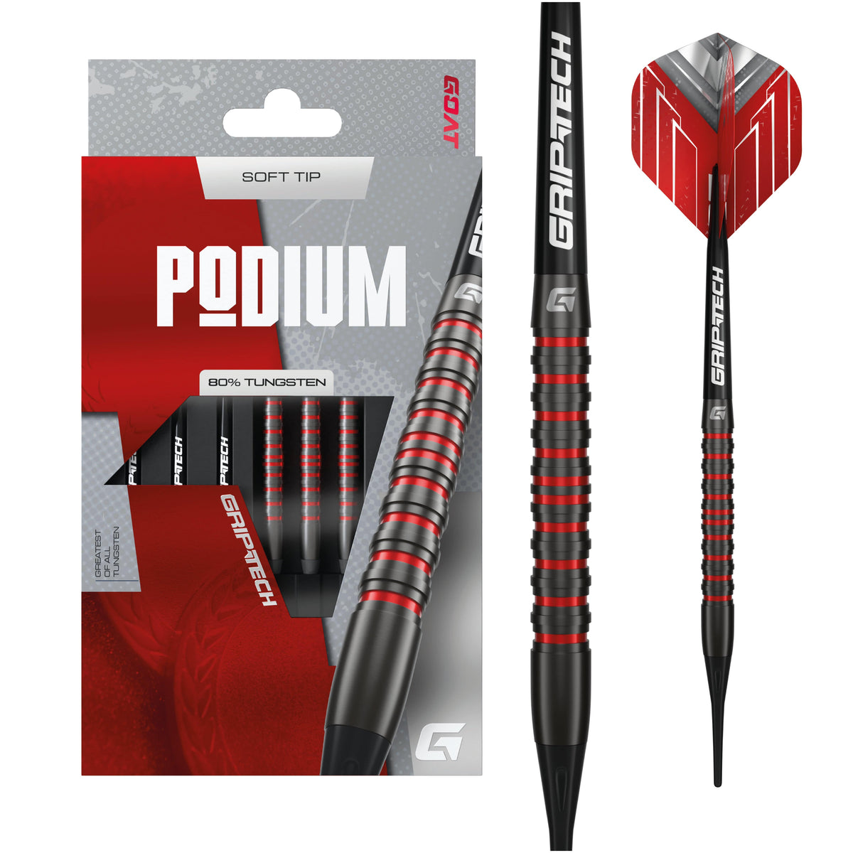 Goat Podium Darts - Soft Tip - 80% Tungsten - Black & Red - 20g