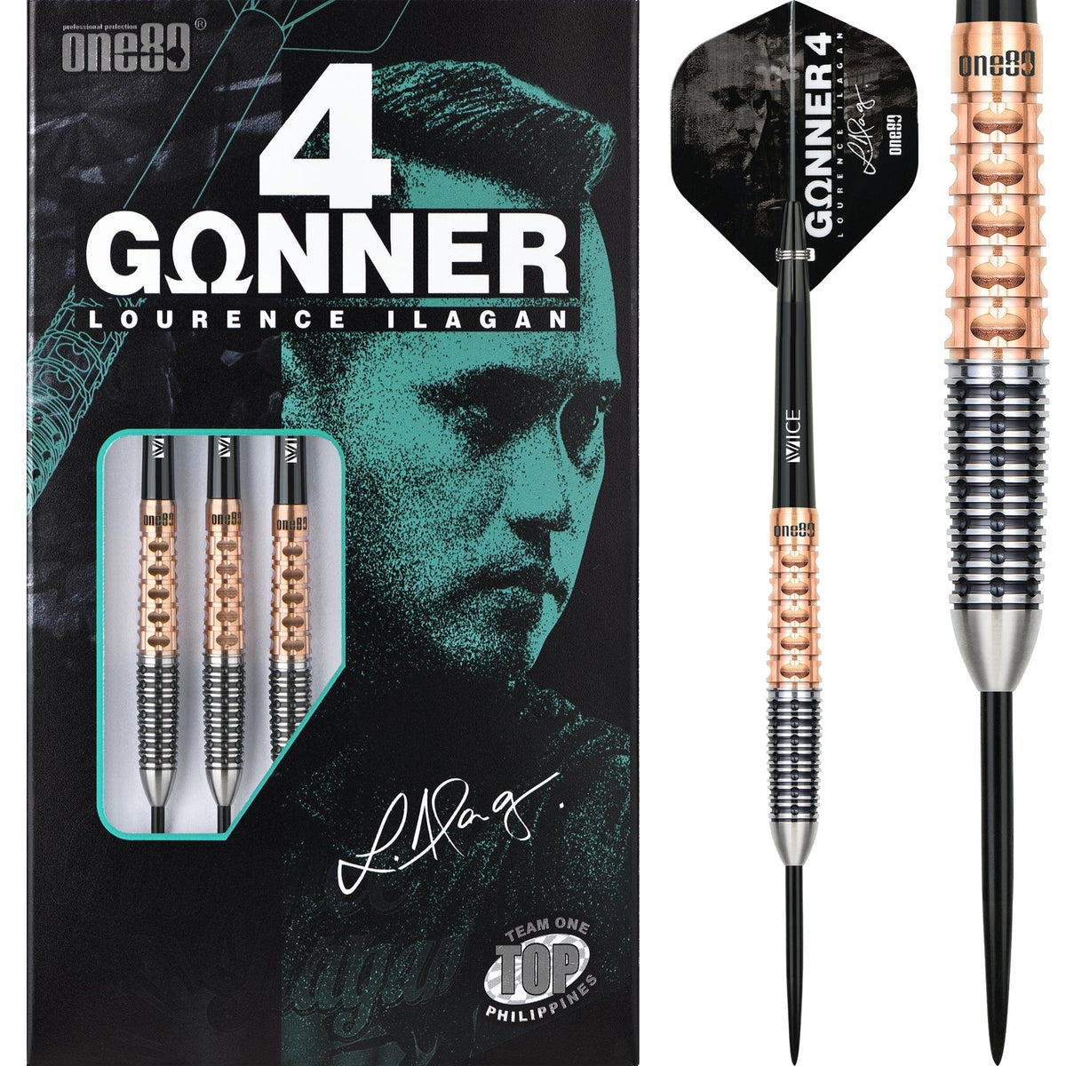 One80 Lourence Ilagan Darts - Steel Tip - 90% Tungsten - Rose Gold