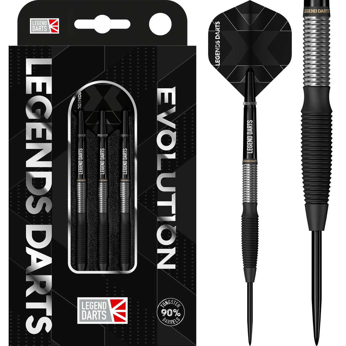 Legend Darts - Steel Tip - Evolution Series - B15 - Black - Torpedo Sh