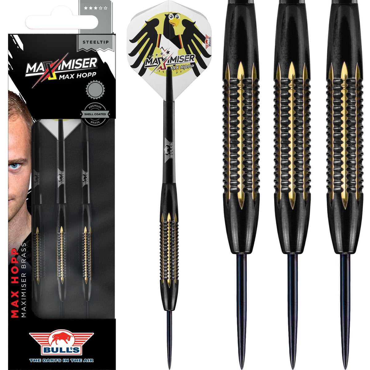 Bulls Max Hopp Darts - Steel Tip - Shell Coated - Brass - Maximiser