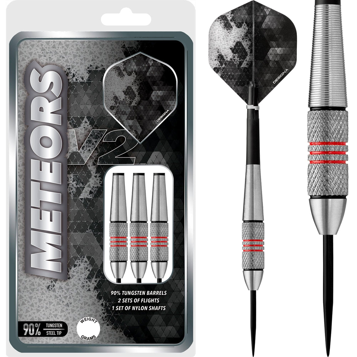 Designa Meteors 90 V2 Darts - Steel Tip - M1 - Knurled