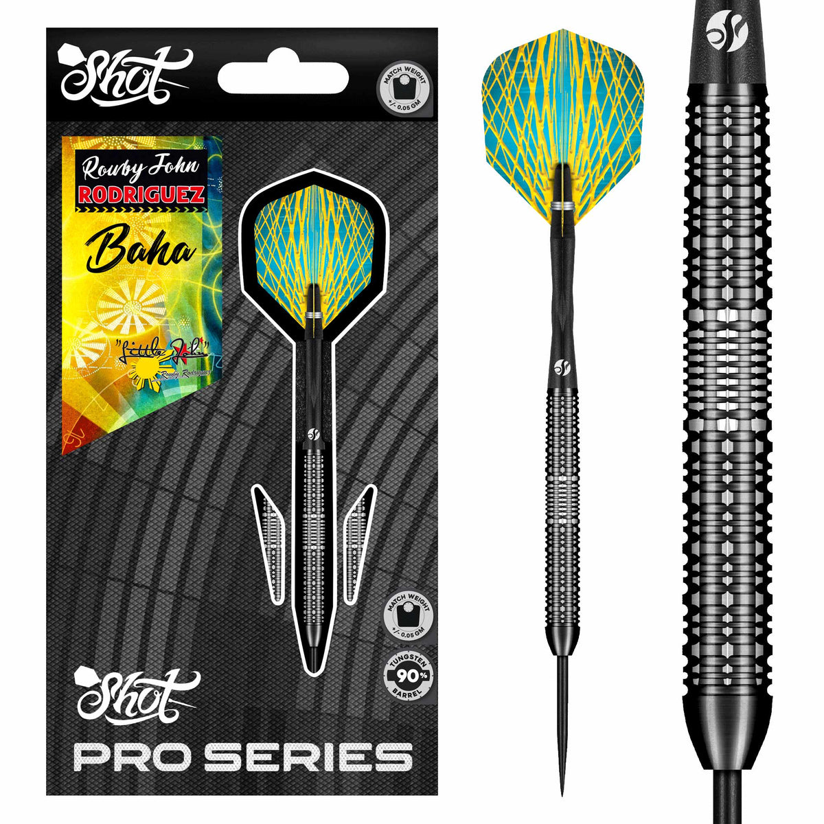 Shot Pro Series Darts - Steel Tip - 90% Tungsten - Rowby-John Rodrigue