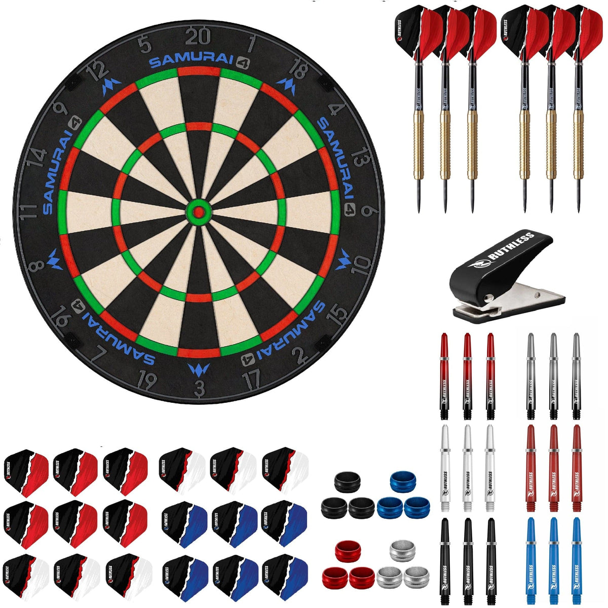 Mission Samurai 4 Graphite Dartboard Starter Set - Dart Board, Darts