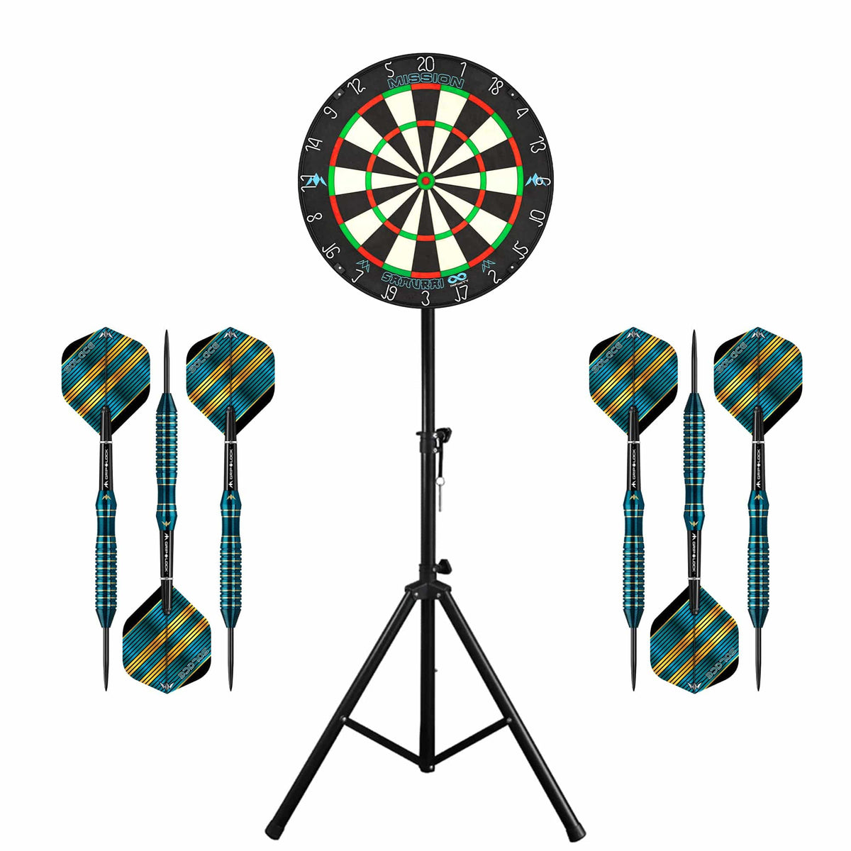 Mission Samurai Infinity Dartboard & Stand Set - Dart Board, Stand & 2
