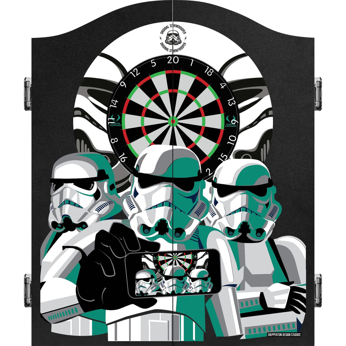 Original StormTrooper Dartboard Cabinet - C1 - Black Base - Storm Troo
