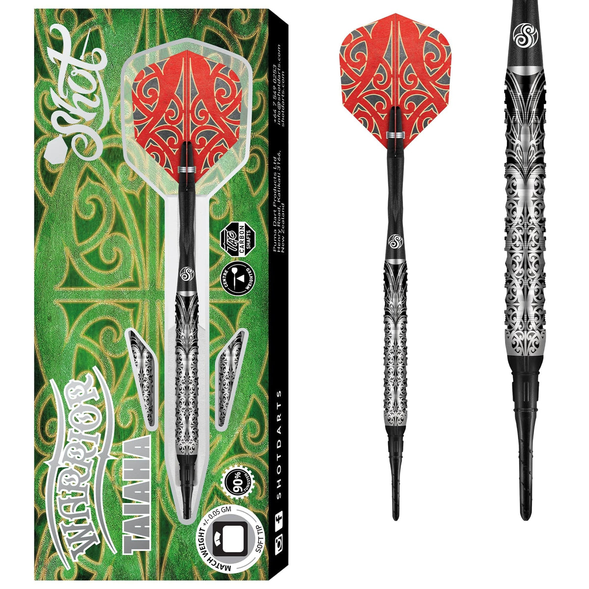 Shot Warrior Darts - Soft Tip - 90% Tungsten - Taiaha