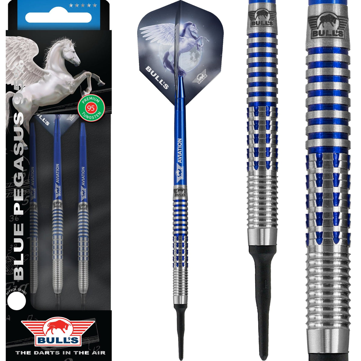 Bulls Blue Pegasus Darts - Soft Tip - 95% - Style A - 18g
