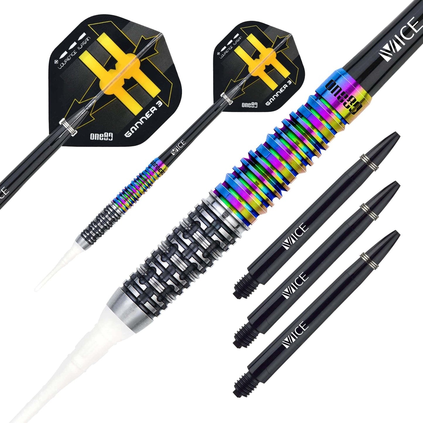 One80 Gunner III Darts - Soft Tip - Lourence Ilagan - Black & Chameleo