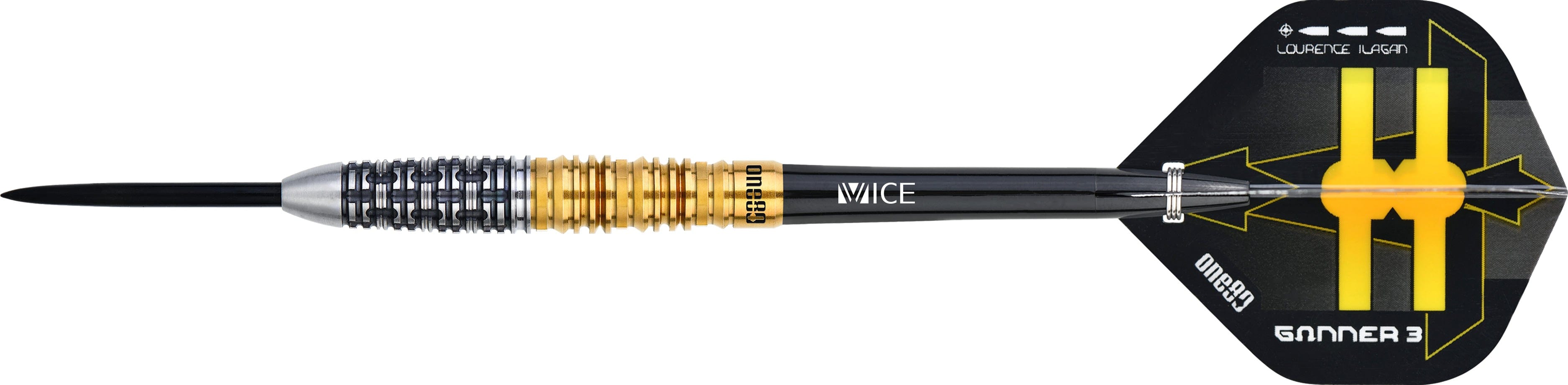 One80 Gunner III Darts - Steel Tip - Lourence Ilagan - Black & Gold