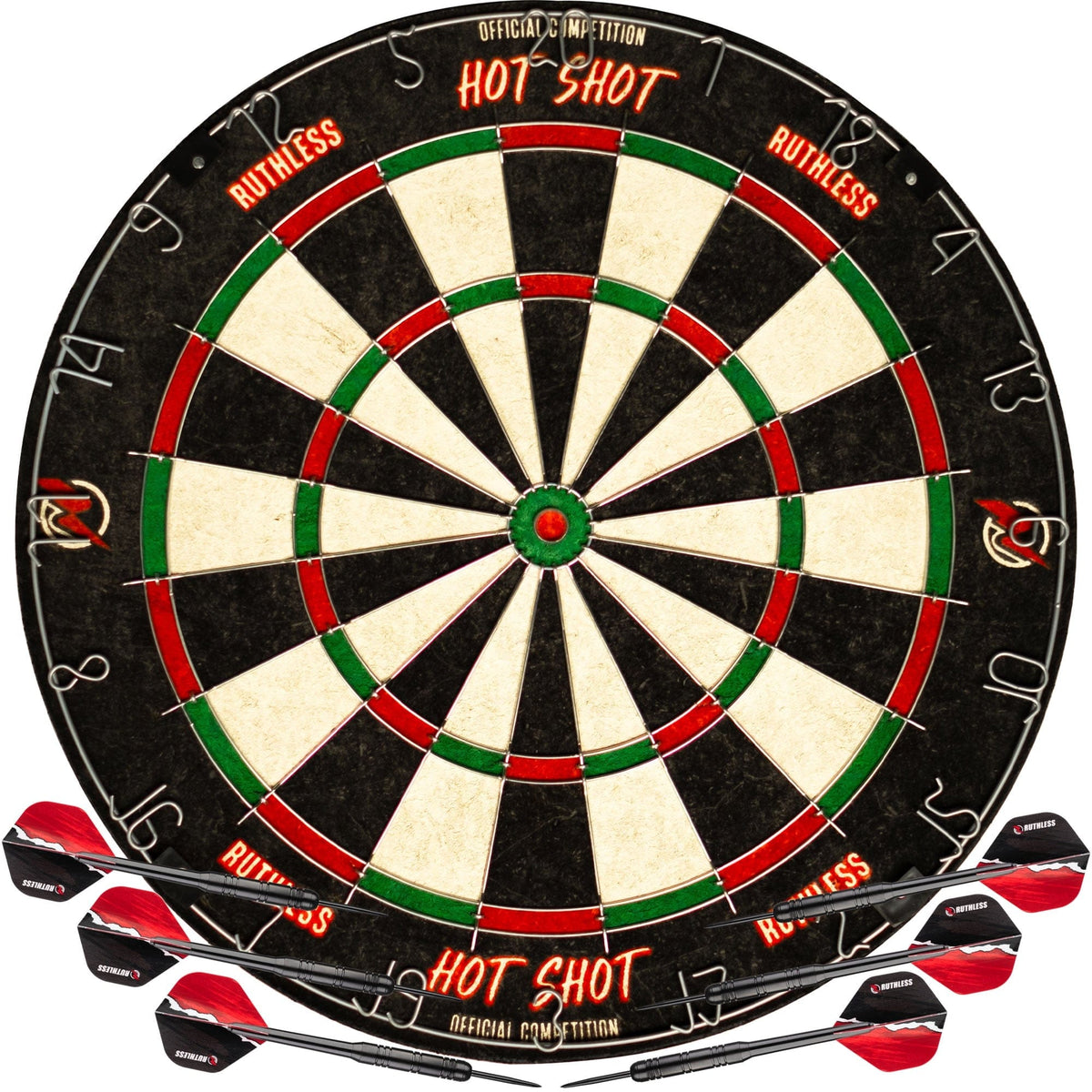 Ruthless HotShot Dartboard - Endurance - Round Wire - inc 2 sets of Da