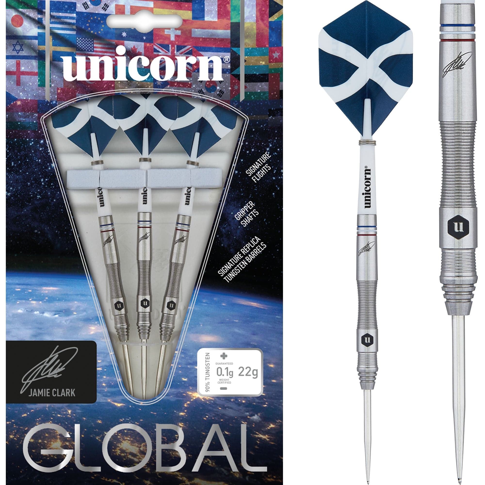 Unicorn Jamie Clark Darts - Steel Tip - Global - Natural
